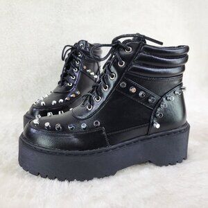 Lemonade | Shoes | New Emo Punk Studded Combat Platform Sneaker Boots ...